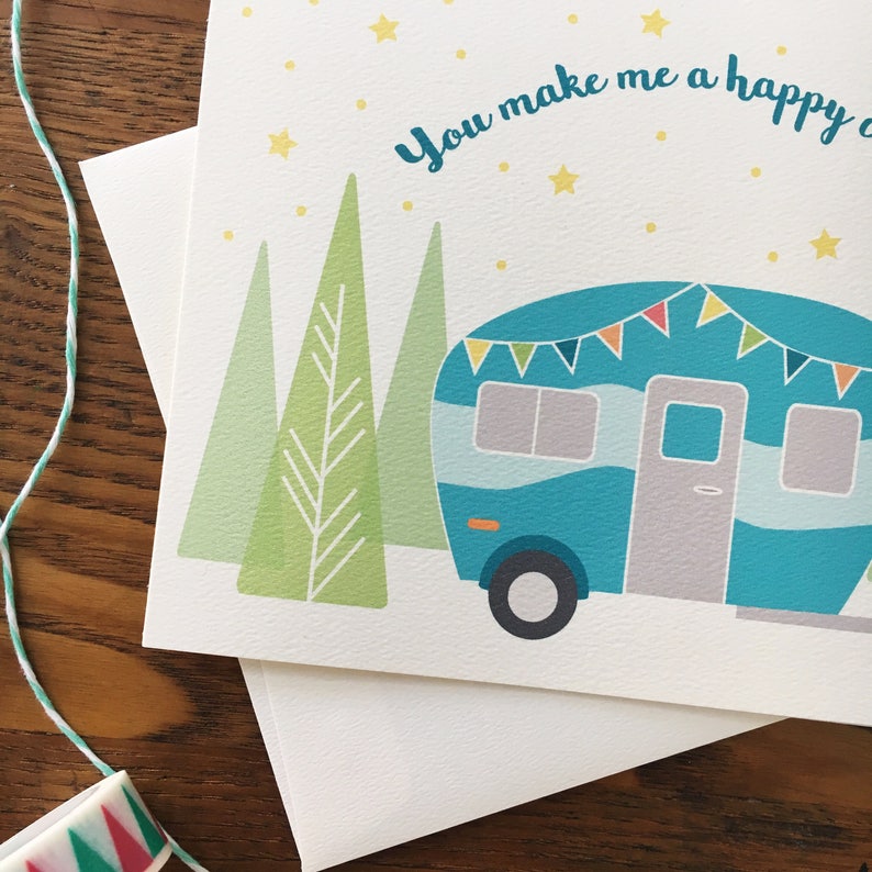 Happy Camper Card. Vintage Camper Card. Love Card. Camping | Etsy