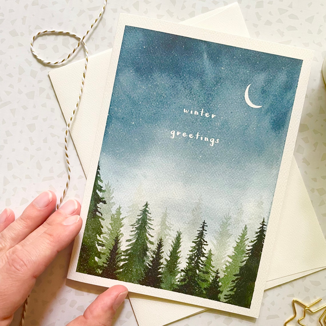 Snowy Trees. Christmas Card. Winter Greetings. Holiday Card. | Etsy