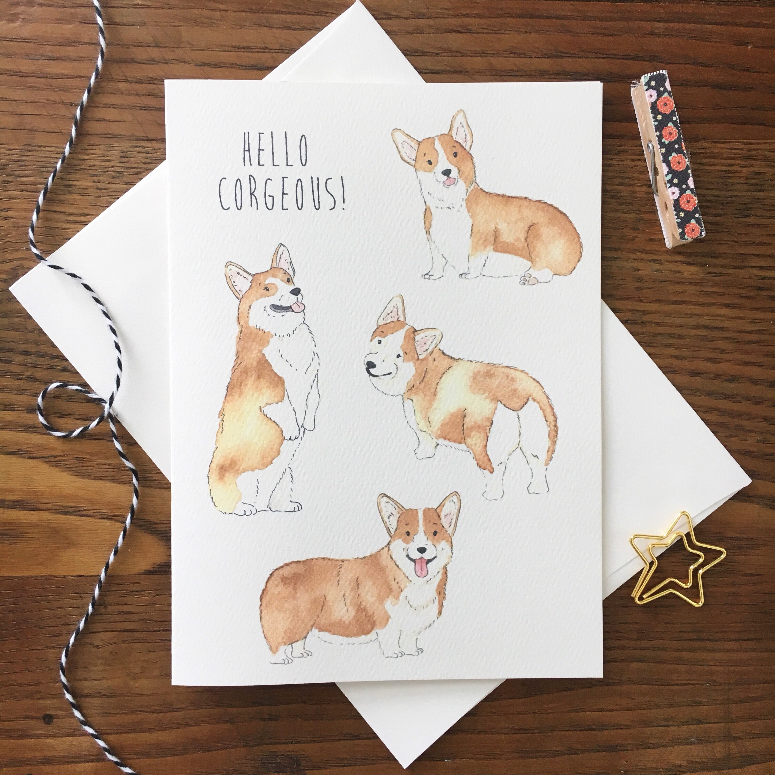 Corgi Card. Corgi Pun. Dog Card. Dog Lover. Hello Gorgeous. | Etsy