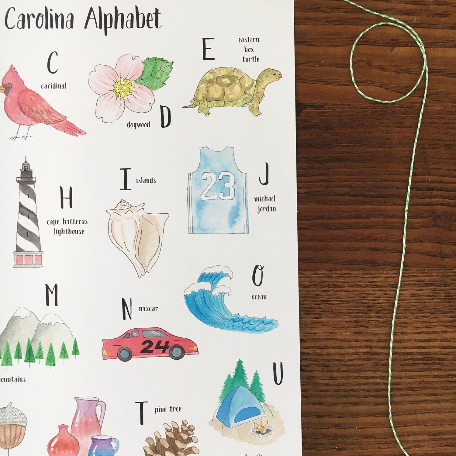 North Carolina Alphabet Art Print — Amy Richards Illustration