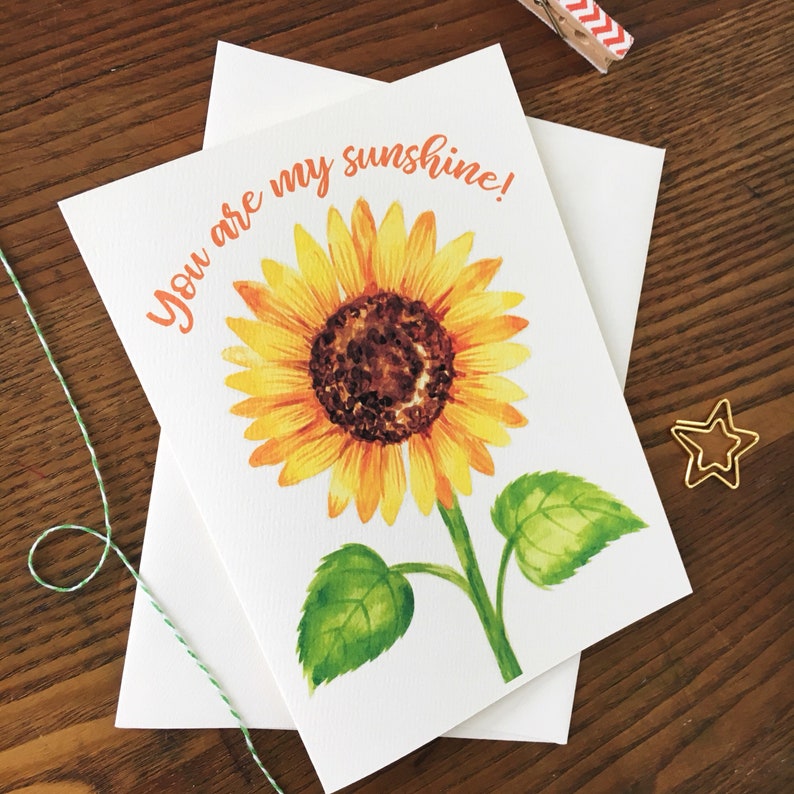 Sunflower Card. Watercolor Flowers. Flower Card. Love Card. | Etsy