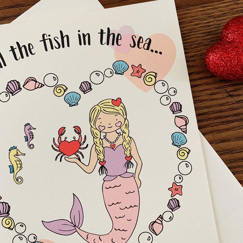 Mermaid Card. Mermaid Love Card. Mermaid Pun. Anniversary | Etsy