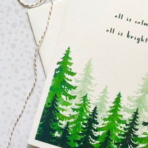 Evergreen Tree. Christmas Tree Card. Silent Night Card. Holiday Card ...