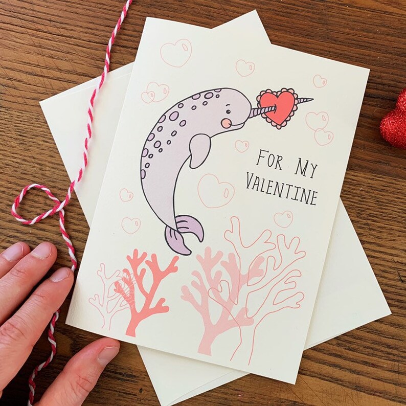 Narwhal Love Card. Valentine's Day. Narwhal Card. Narwhal | Etsy