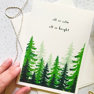 Evergreen Tree. Christmas Tree Card. Silent Night Card. Holiday Card ...
