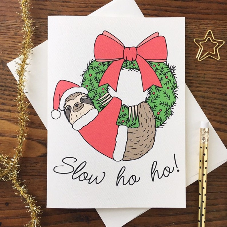 Sloth Holiday Card. Christmas Card. Sloth Gift. Set of 10. Non | Etsy