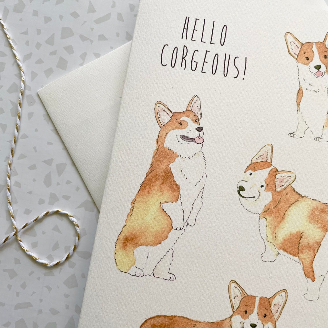 Corgi Card. Corgi Pun. Dog Card. Dog Lover. Hello Gorgeous. - Etsy