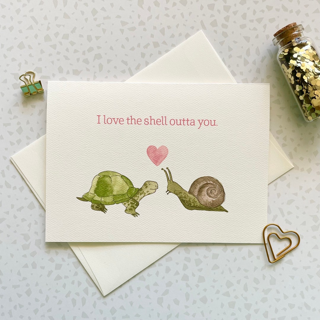 Turtle Valentine. Valentines Day. Love Card. Card for Her. Card for Him ...