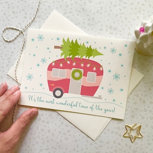Christmas Camper. Retro Camper Card. Set of 8. Christmas Tree. Holiday ...
