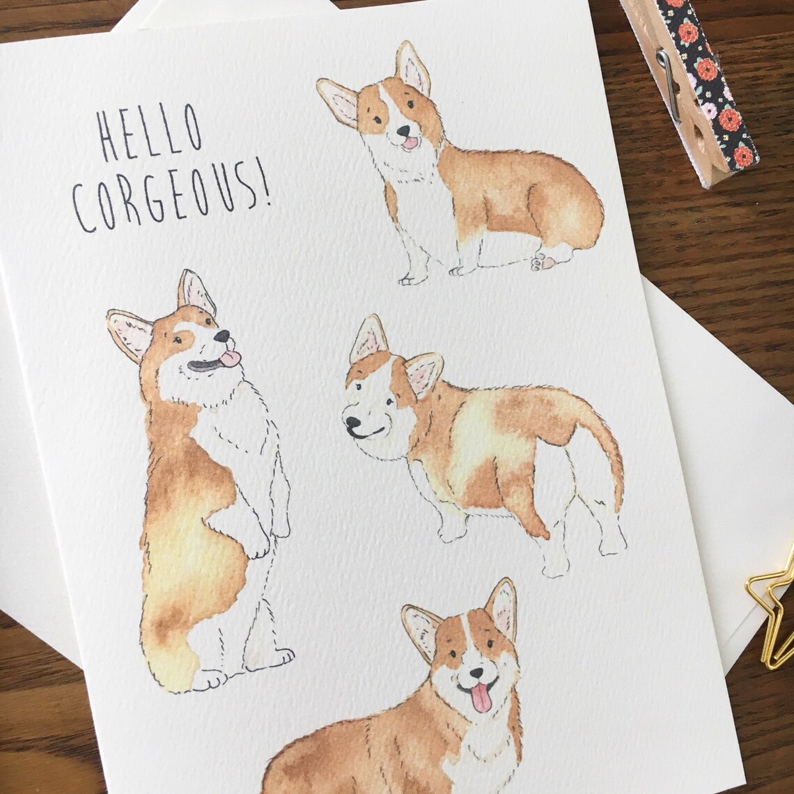 Corgi Card. Corgi Pun. Dog Card. Dog Lover. Hello Gorgeous. | Etsy