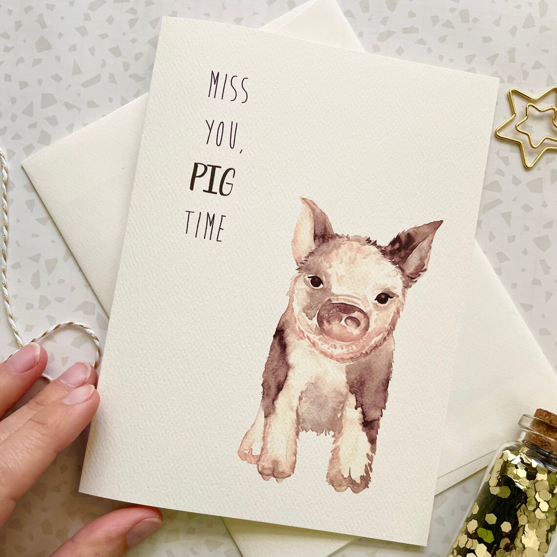 Pig Card. Pig Pun Card. Miss You Card. Love Card. Farm Animal. | Etsy