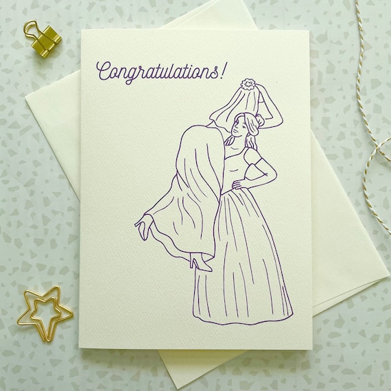 Lesbian Wedding Card Gay Marriage Civil Partnership Two Etsy