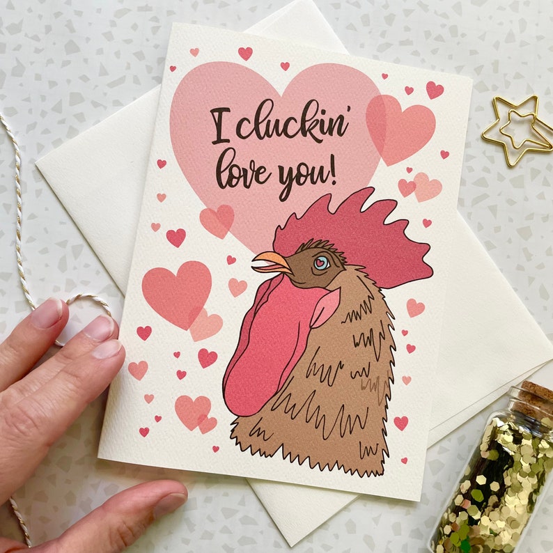 Chicken Card. Love Card. Valentine's Day. Chicken - Etsy