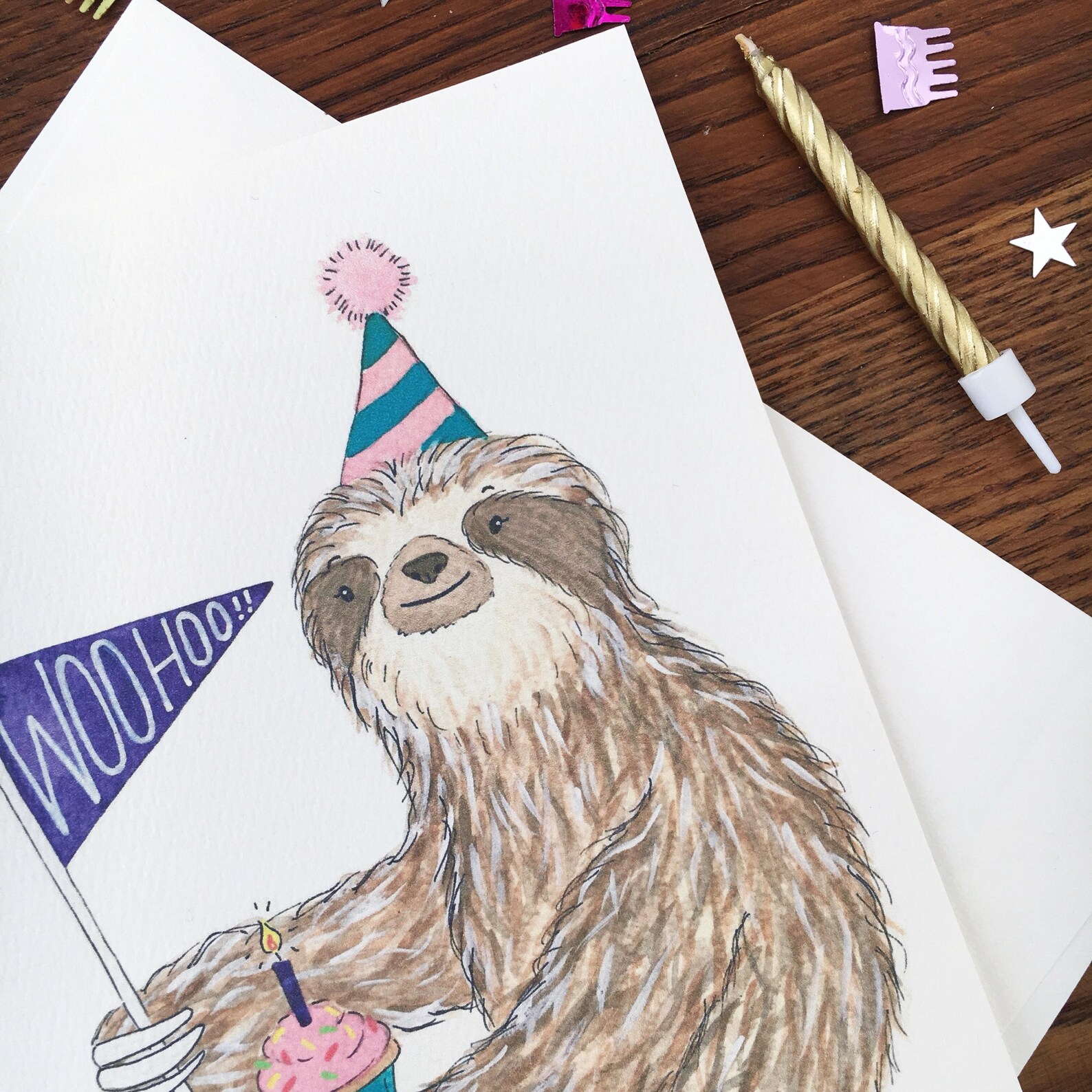 Sloth Birthday Card. Sloth Card. Animal Card. Pennant Card. | Etsy