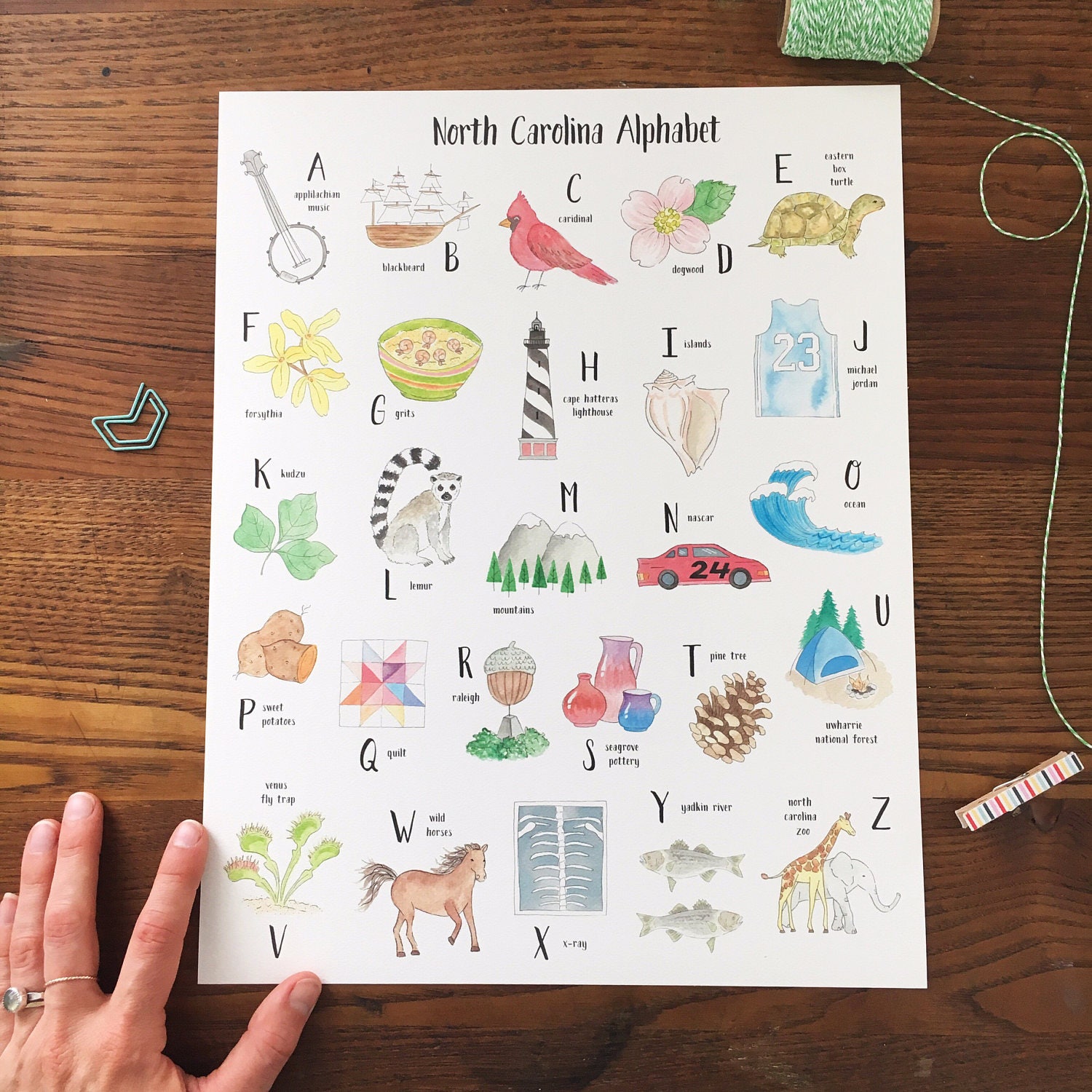 North Carolina Alphabet Art Print — Amy Richards Illustration