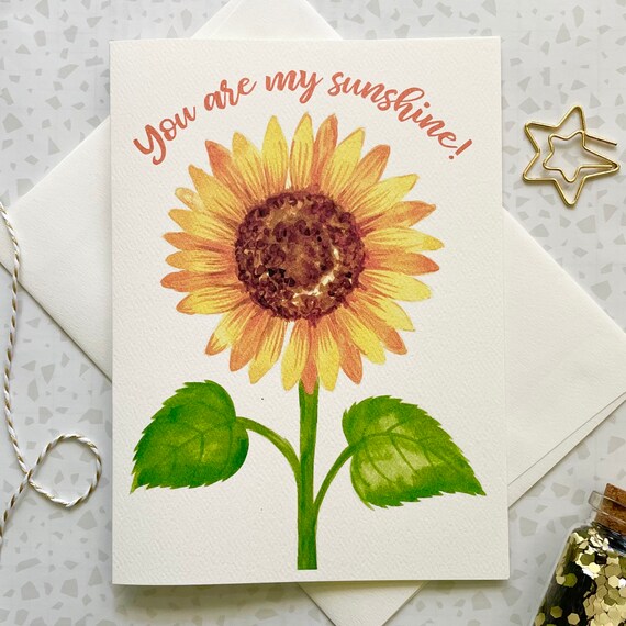 Sunflower Card. Watercolor Flowers. Flower Card. Love Card. | Etsy