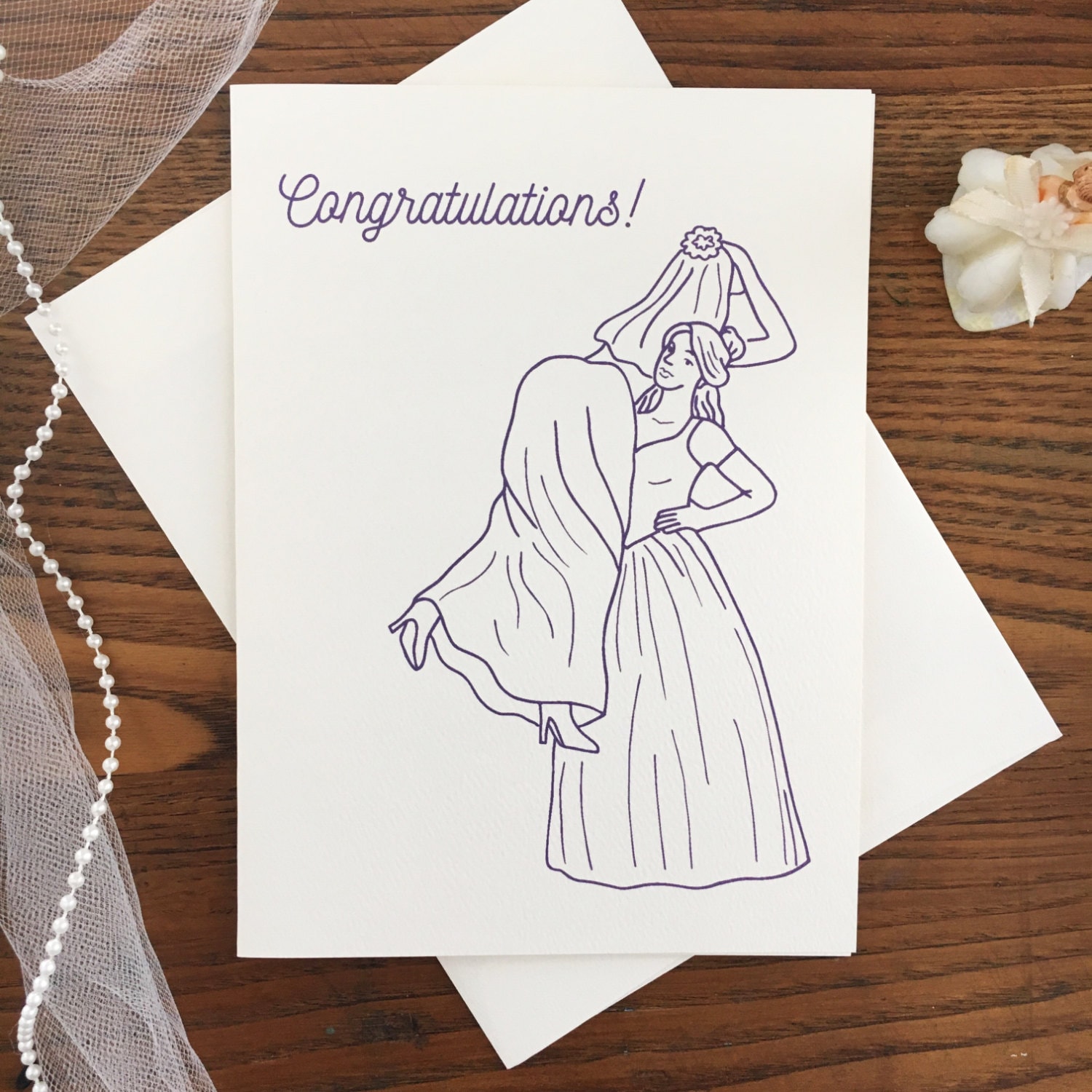 Lesbian Wedding Card Gay Marriage Civil Partnership Two Etsy