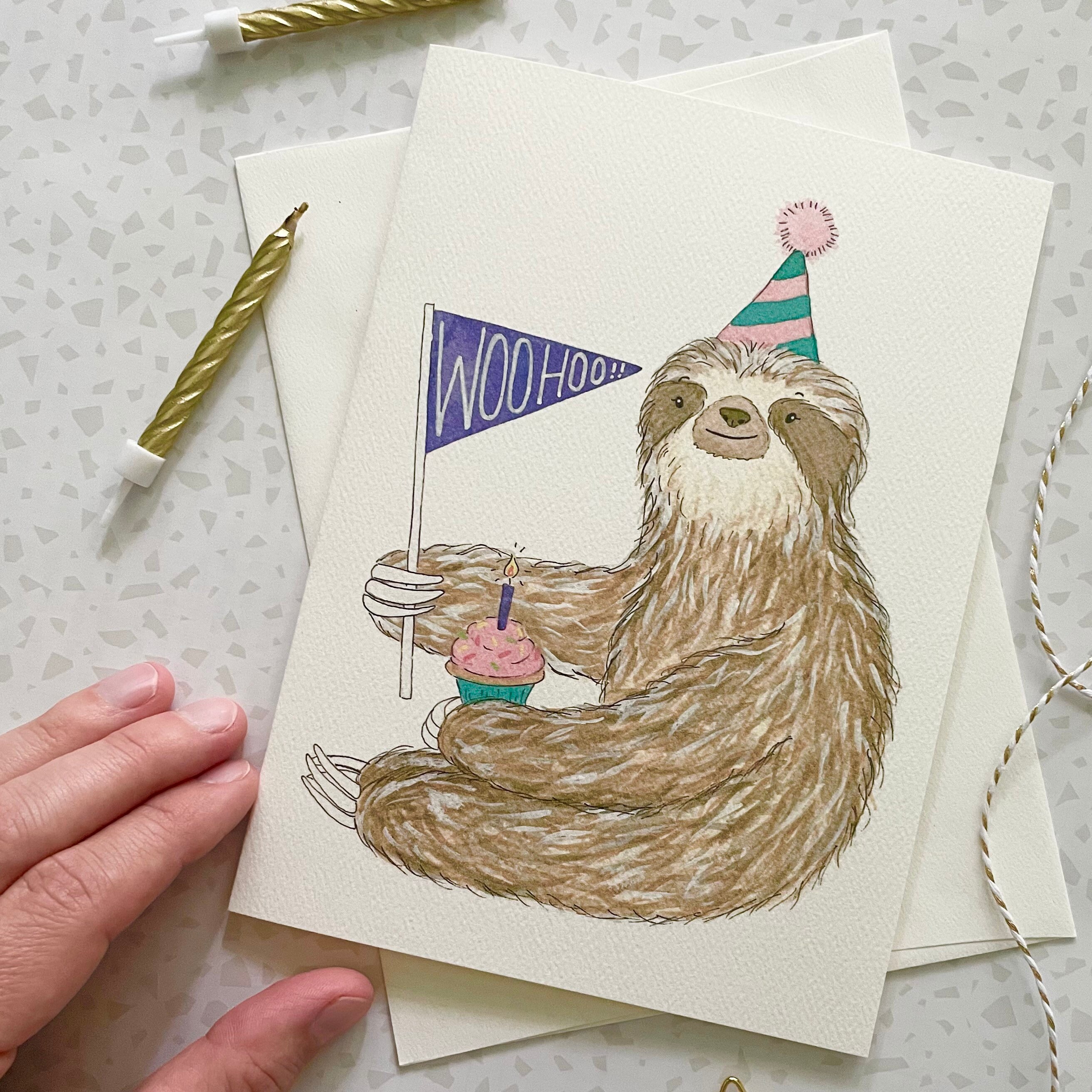 Sloth Birthday Card. Sloth Card. Animal Card. Pennant Card. - Etsy