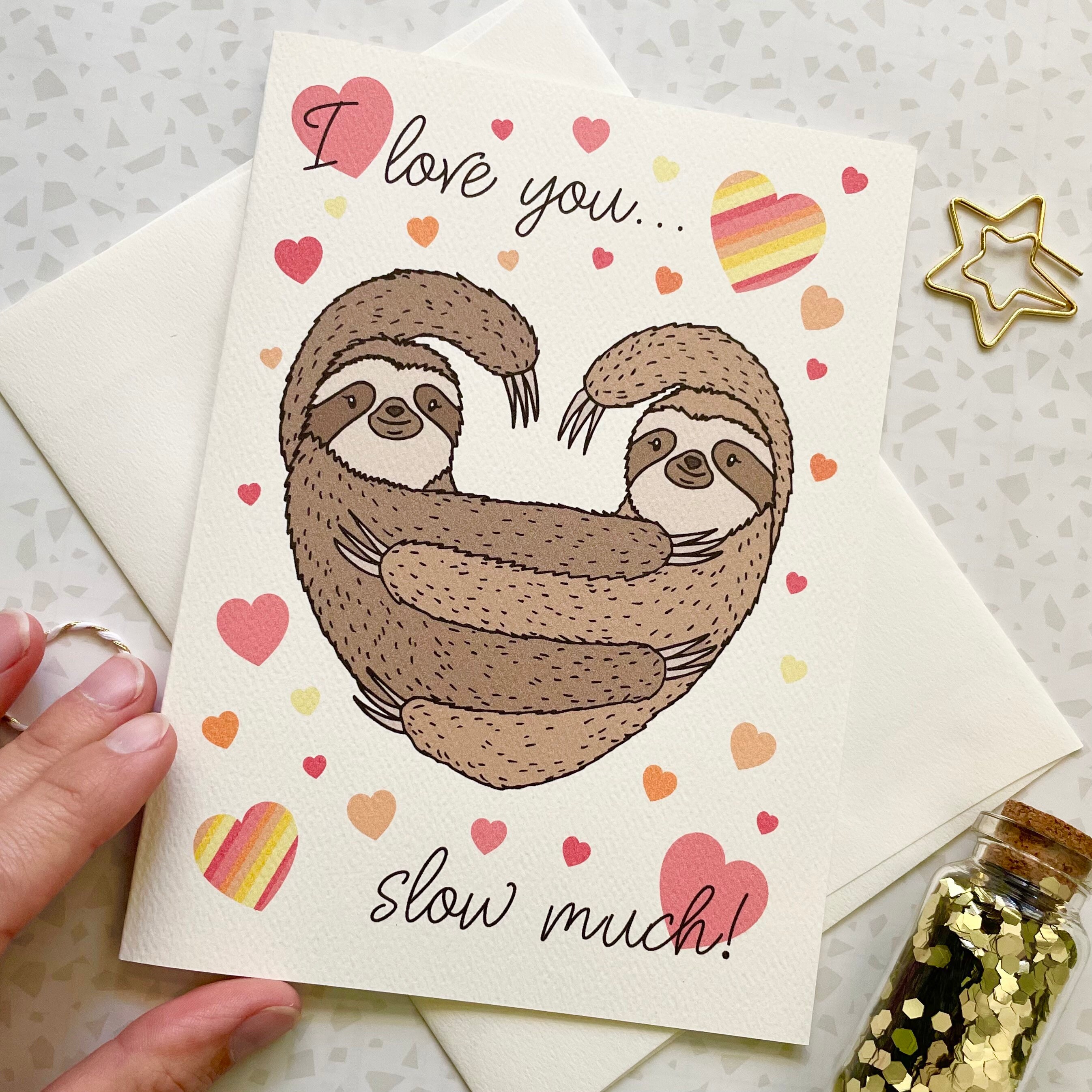 Sloth Love Card. Valentine's Day. Sloth Card. Pun Card. - Etsy Israel