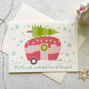 Christmas Camper. Retro Camper Card. Set of 8. Christmas Tree. Holiday ...