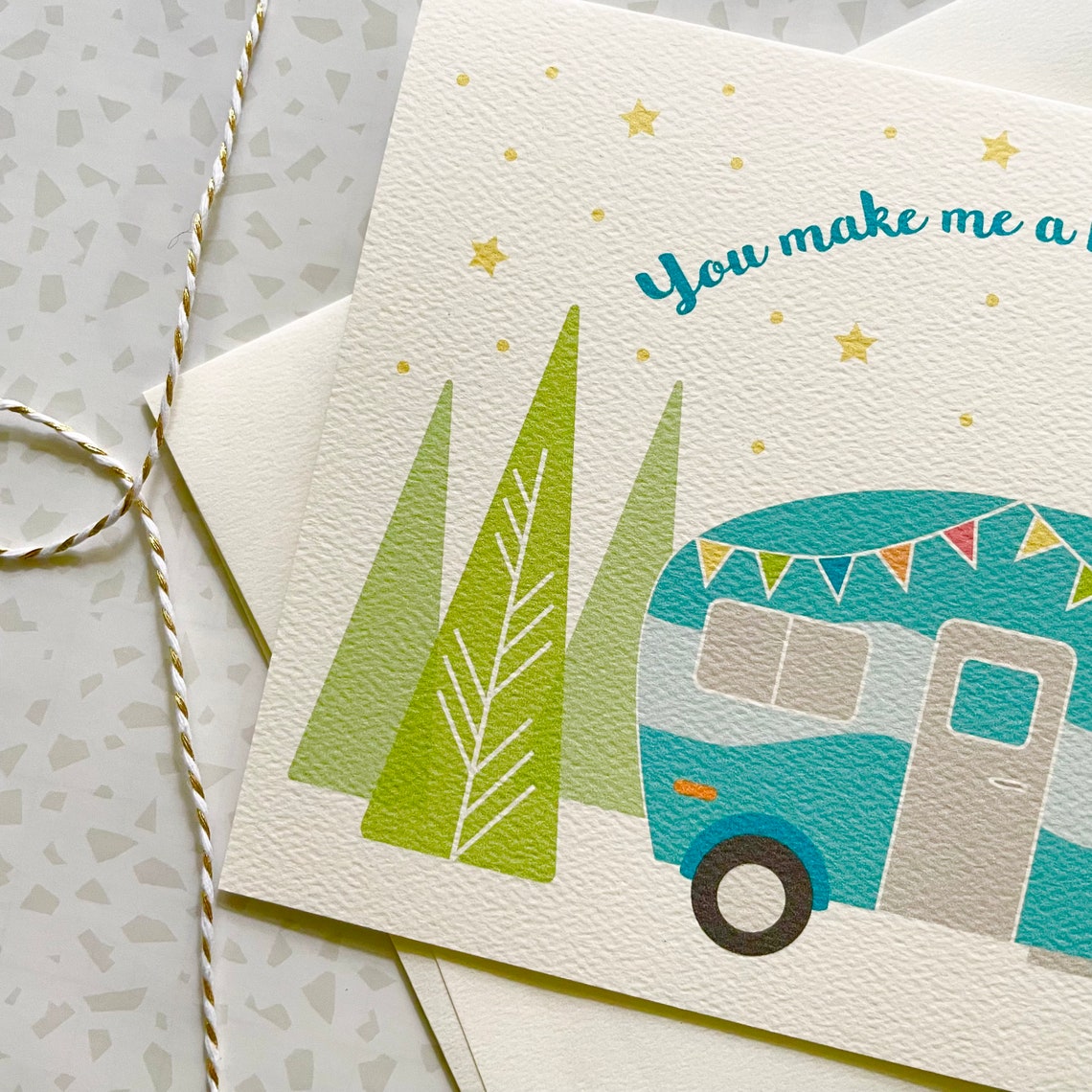 Happy Camper Card. Vintage Camper Card. Love Card. Camping - Etsy