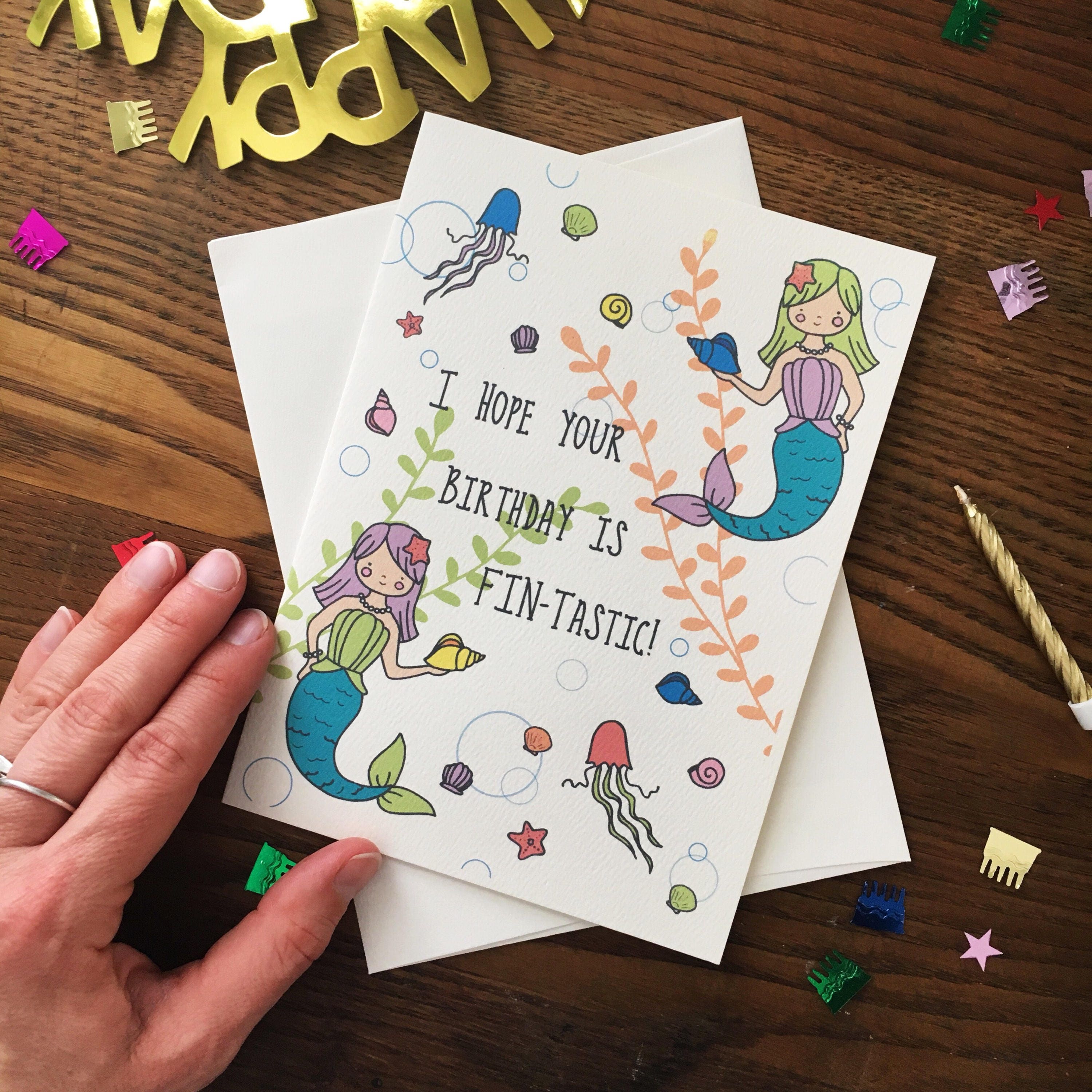 Mermaid Card. Mermaid Birthday Card. Mermaid Pun Card. Pun | Etsy
