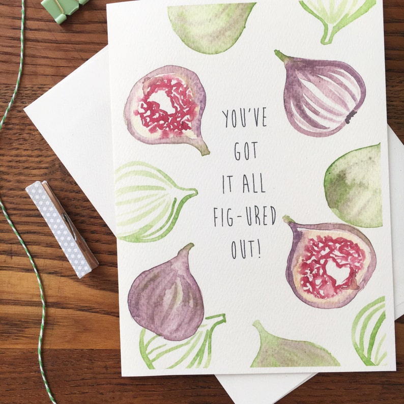 Fig Card. Fig Pun Card. Food Pun Card. Fruit Pun. Watercolor | Etsy