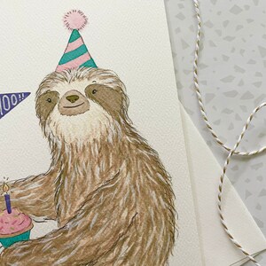 Sloth Birthday Card. Sloth Card. Animal Card. Pennant Card. Blank Card ...