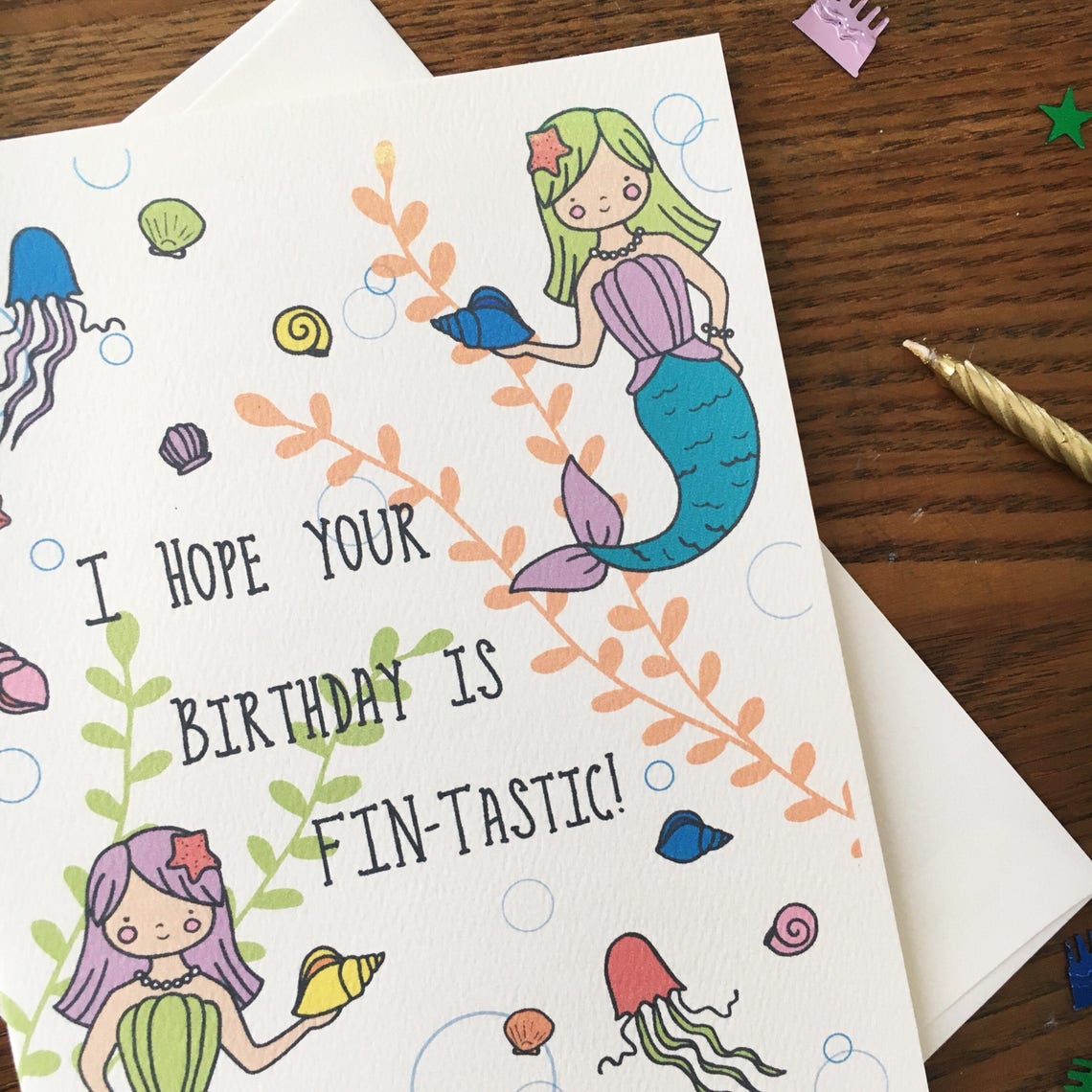Mermaid Card. Mermaid Birthday Card. Mermaid Pun Card. Pun | Etsy