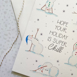 Snowman Card. Yoga Card. Christmas Card. Single Card. Non Religious ...