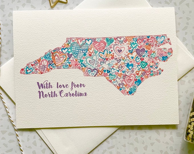 North Carolina Card. Love Card. Anniversary Card. Card for Friend. Same ...