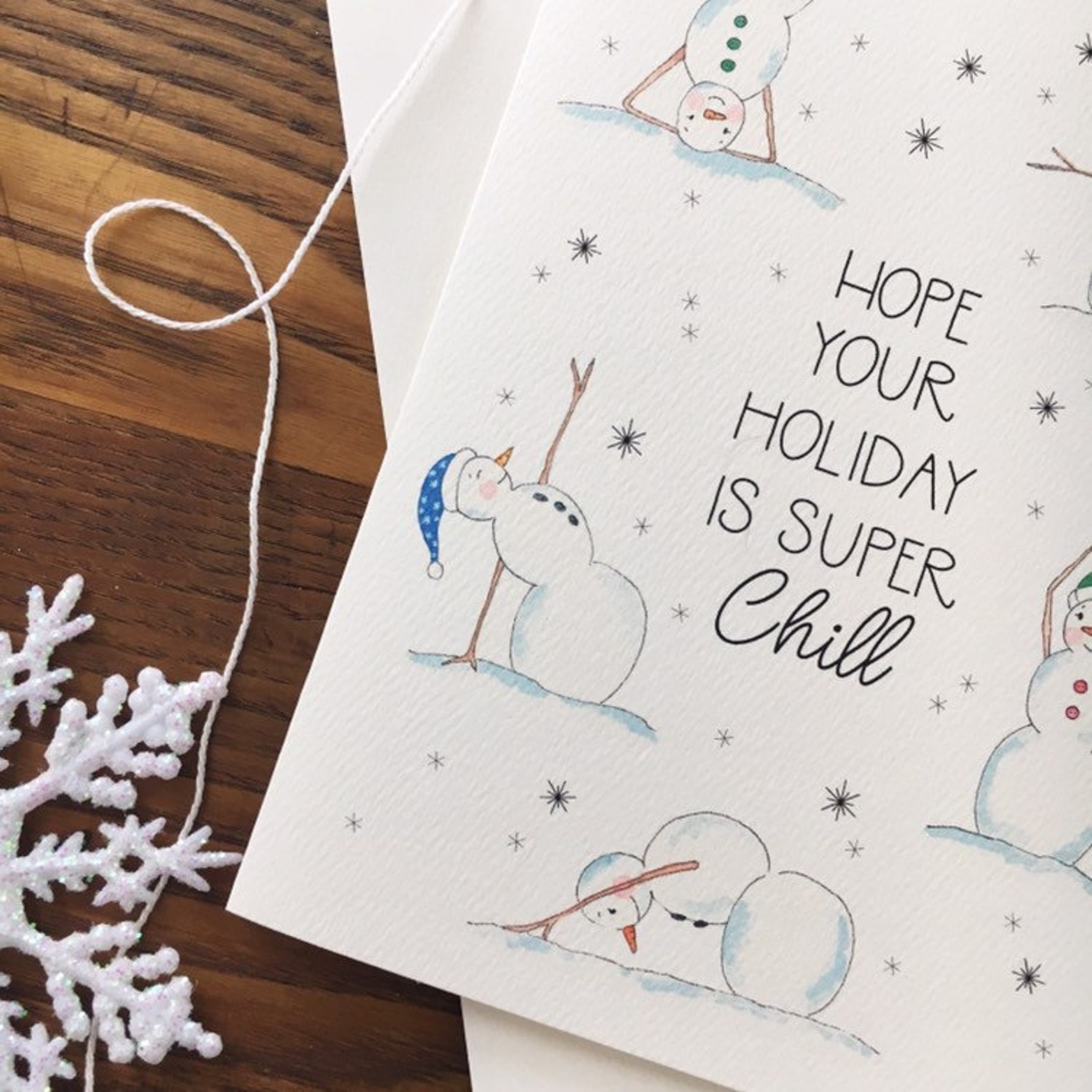 Snowman Card. Yoga Card. Christmas Card. Single Card. Non | Etsy