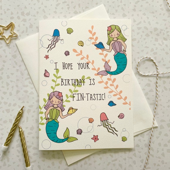 Mermaid Card. Mermaid Birthday Card. Mermaid Pun Card. Pun | Etsy