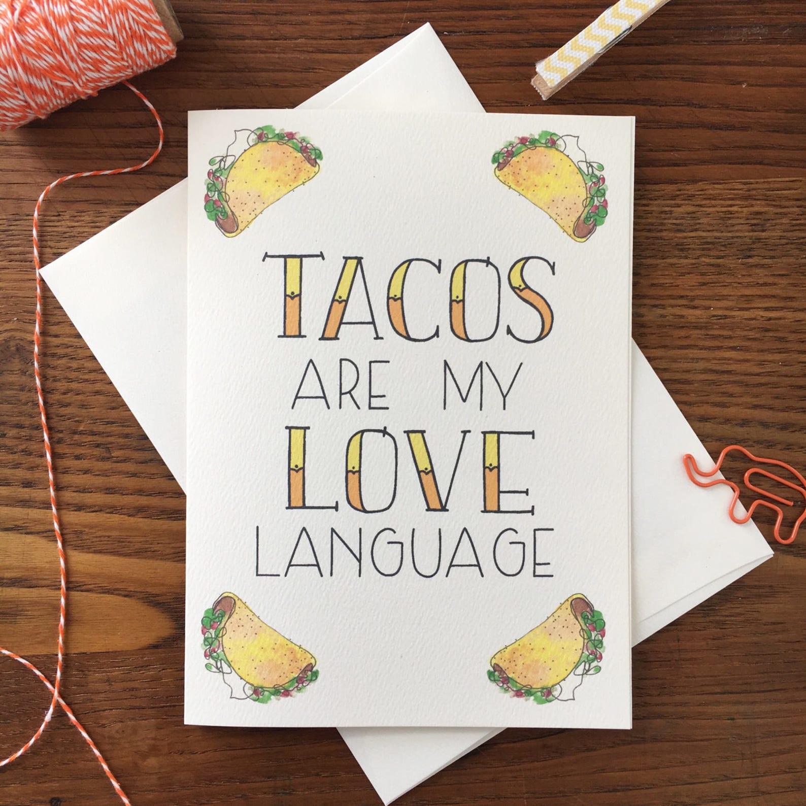 Taco Love. Taco Card. Taco Tuesday. Taco Thank You Card. Card | Etsy
