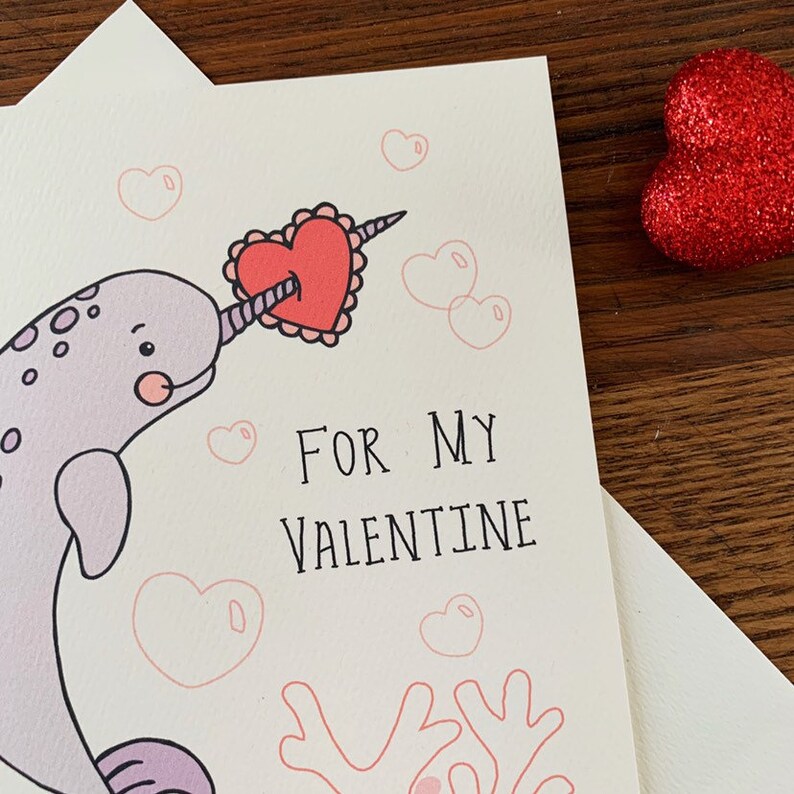 Narwhal Love Card. Valentine's Day. Narwhal Card. Narwhal | Etsy