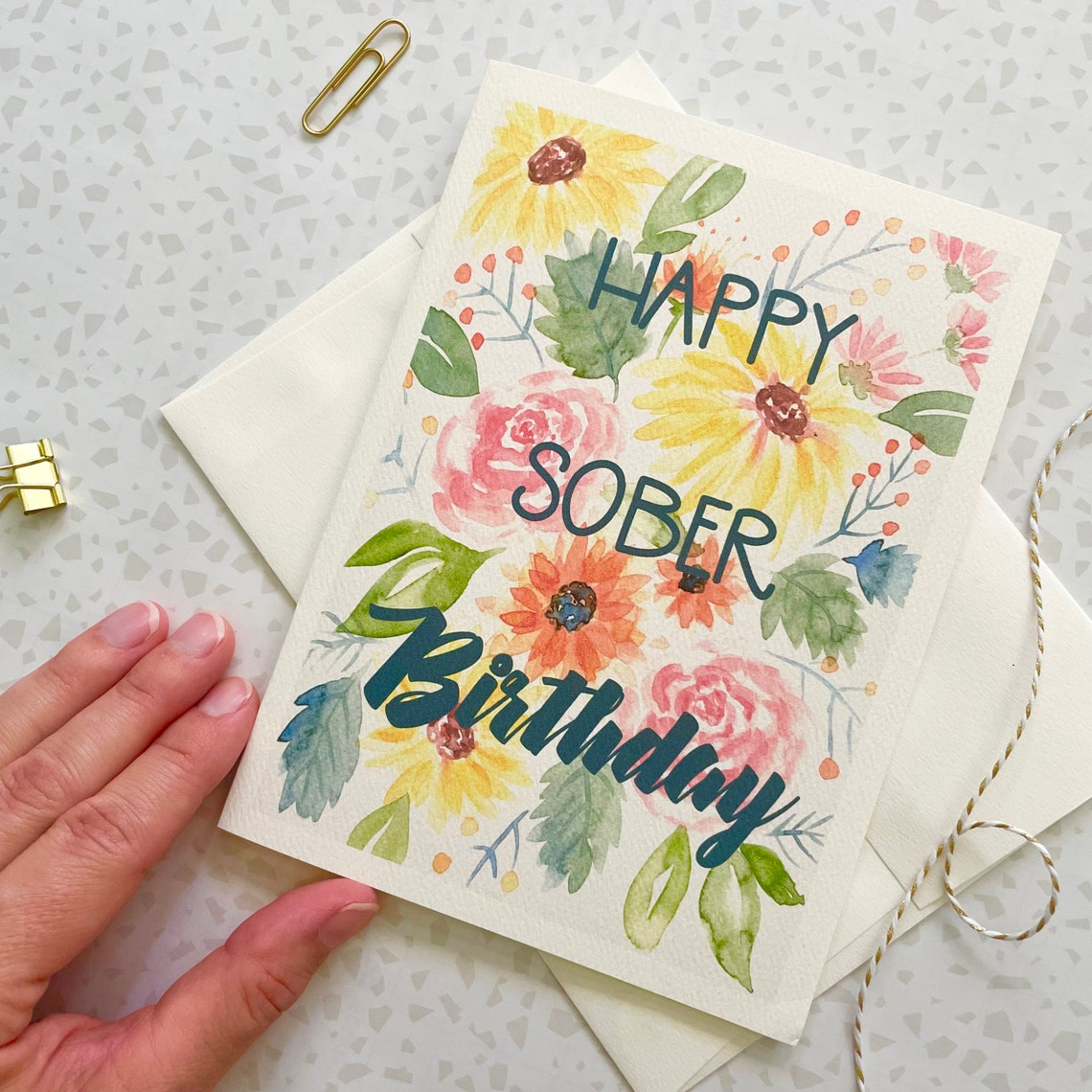 Sober Birthday. Floral Watercolor. Sober Anniversary. Recovery - Etsy