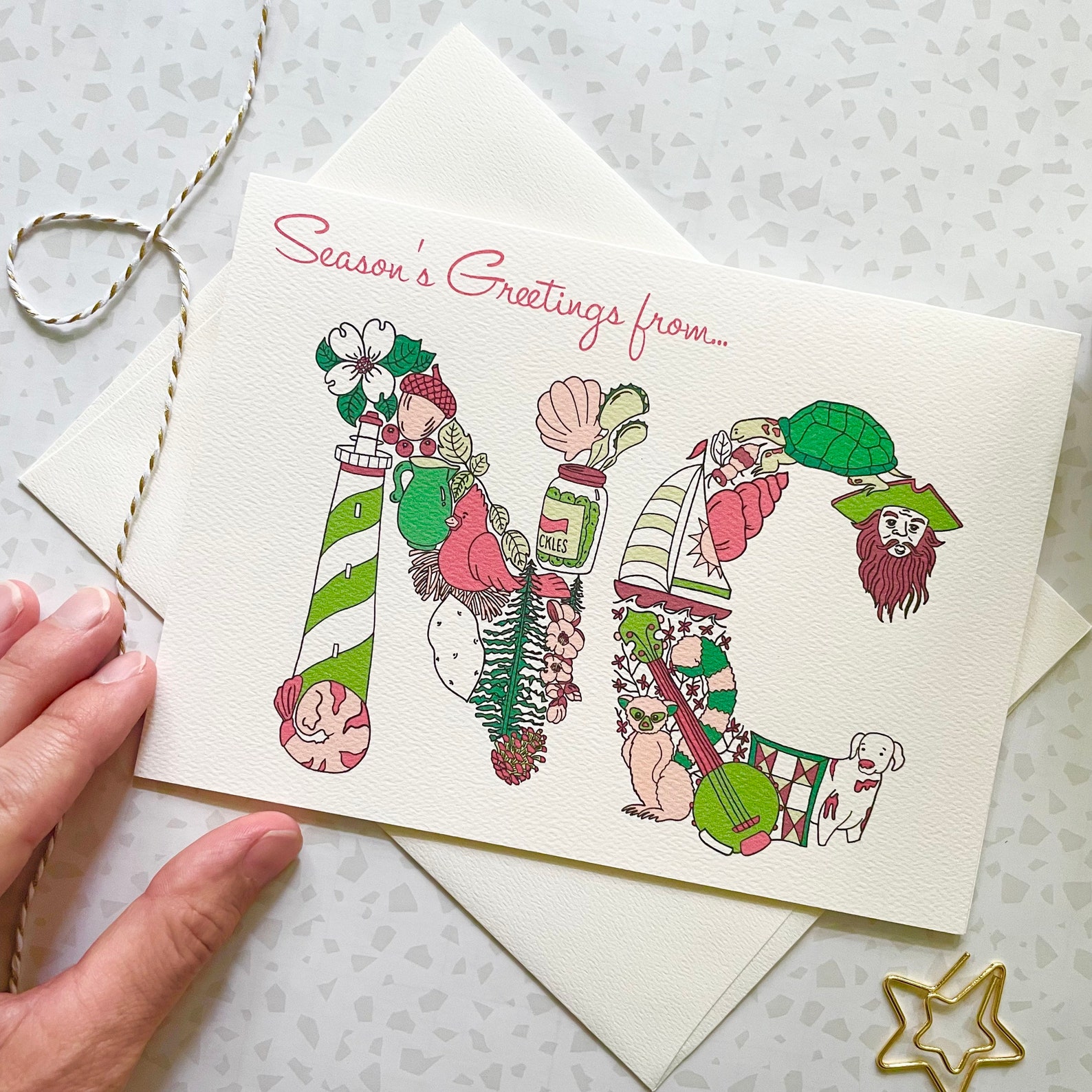 North Carolina Card. Christmas Card. NC Holiday Card. - Etsy