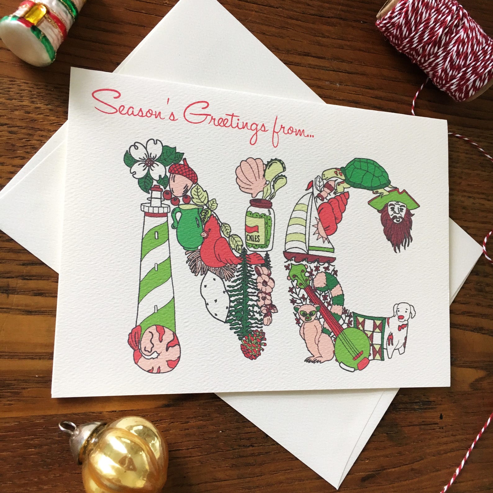 North Carolina Card. Christmas Card. NC Holiday Card. | Etsy