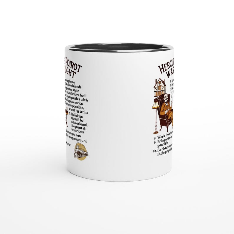 Hercule Poirot Mug - Mystery Lovers Coffee Cup - White 11oz Ceramic Mug ...