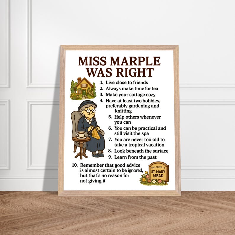 Miss Marple Framed Poster: Agatha Christie 10 Life Lessons - Etsy