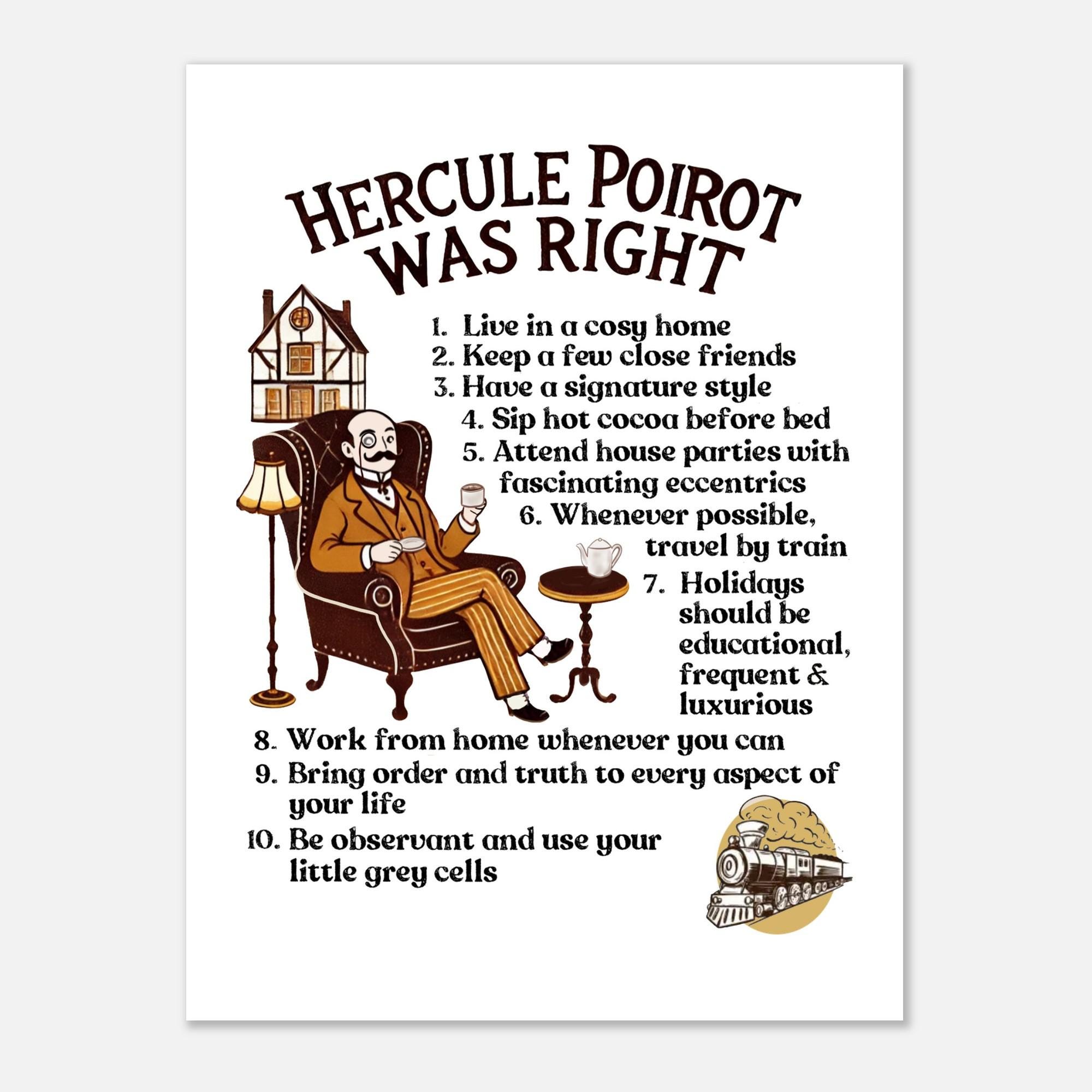 Hercule Poirot Was Right Poster - Whimsical Literary Art - Gift for ...