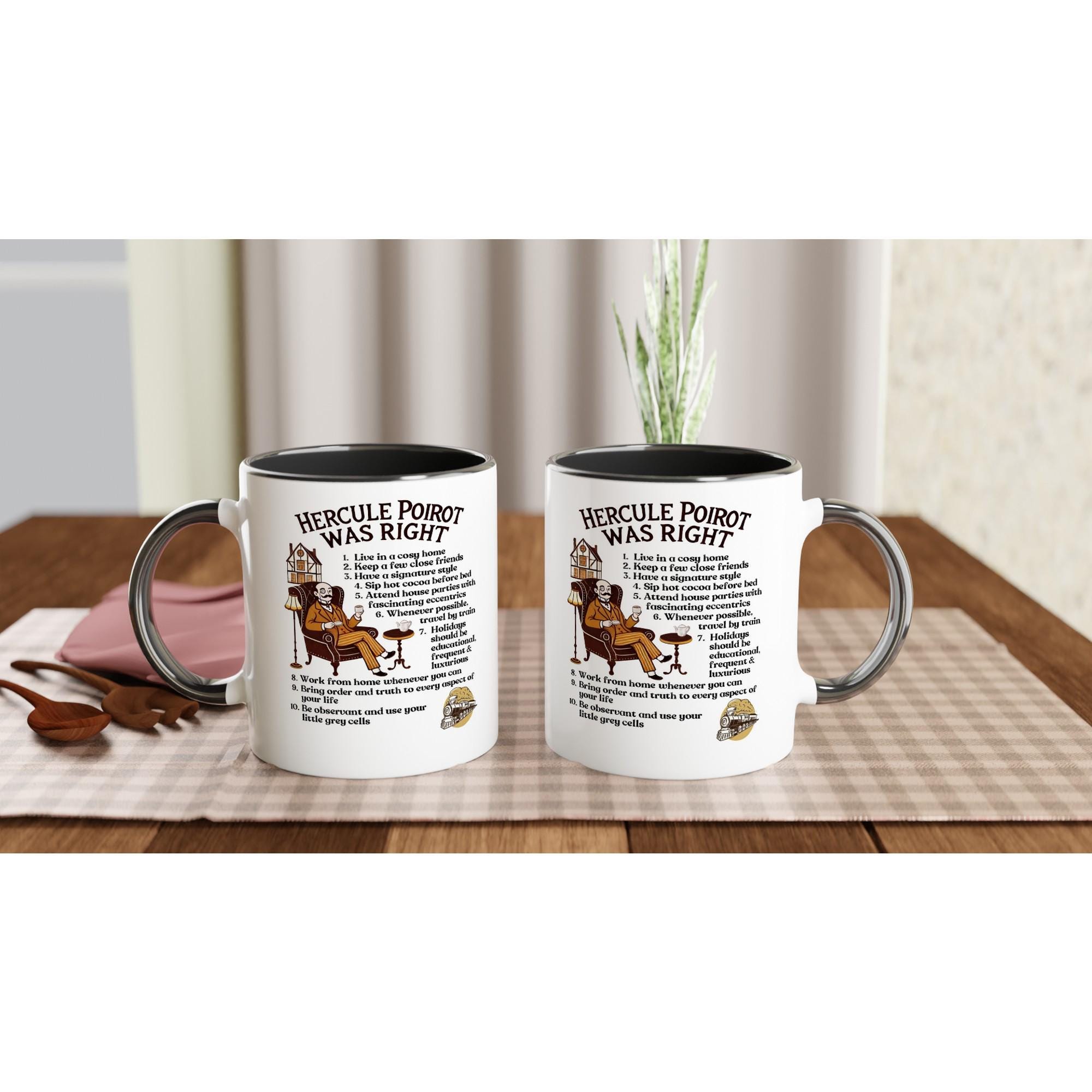 Hercule Poirot Mug - Mystery Lovers Coffee Cup - White 11oz Ceramic Mug ...