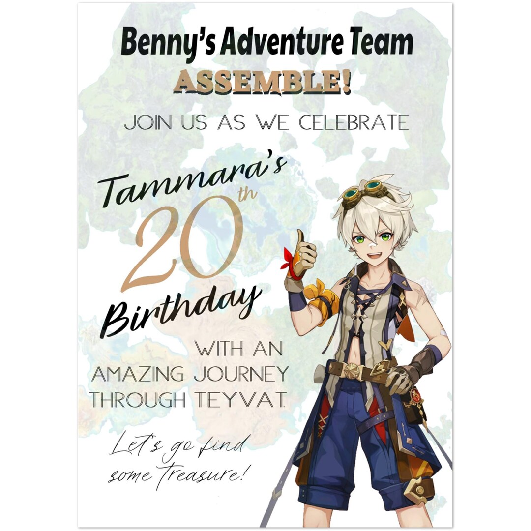 Benny’s Adventure Team Assemble! Genshin Impact Party Invitation Pack ...