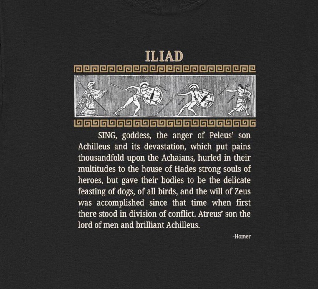 The Iliad Opening Lines Volute Krater T-shirt in Gold - Etsy