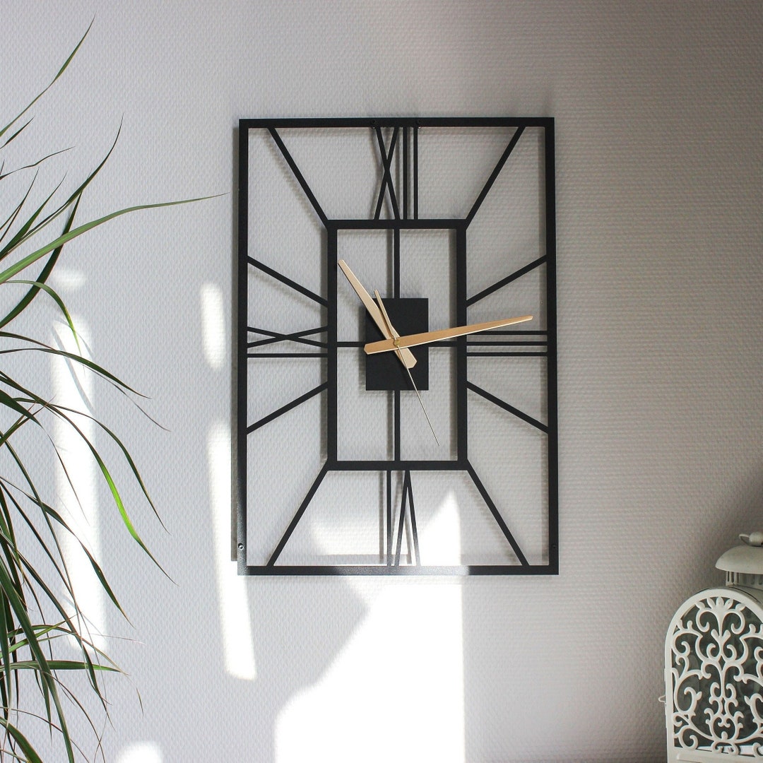 Large Rectangle Metal Wall Clock, Unique Rectangular Clock,modern ...