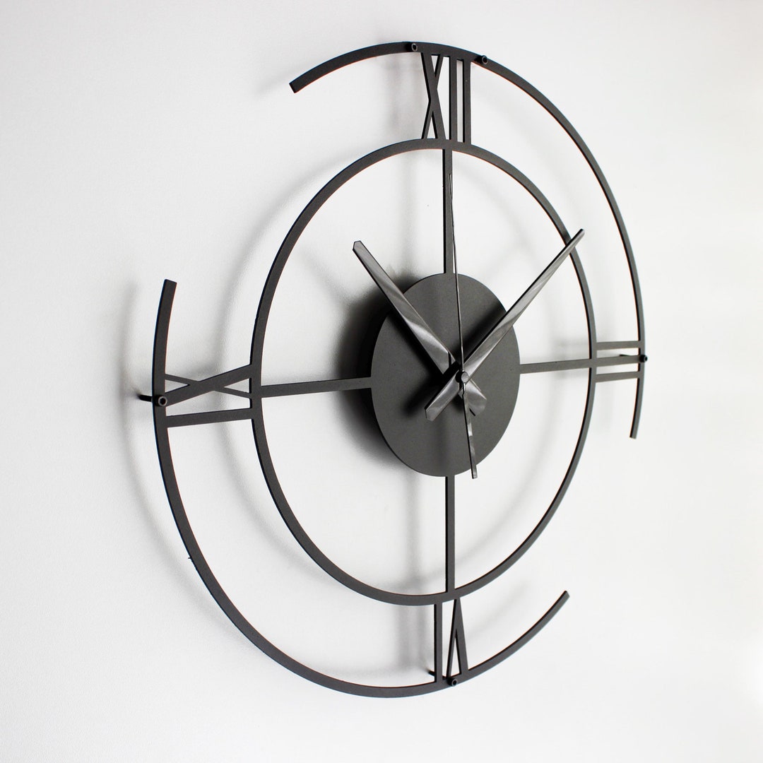 Modern Metal Wall Clock: Large Silent Minimalist Decor - Etsy