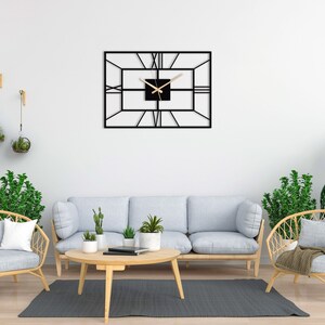 Rectangle Wall Clock, Oversized Silent Metal Wall Clock, Mantel Clock ...