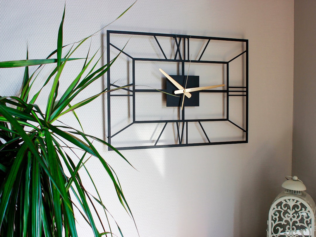 Rectangle Wall Clock, Oversized Silent Metal Wall Clock, Mantel Clock ...