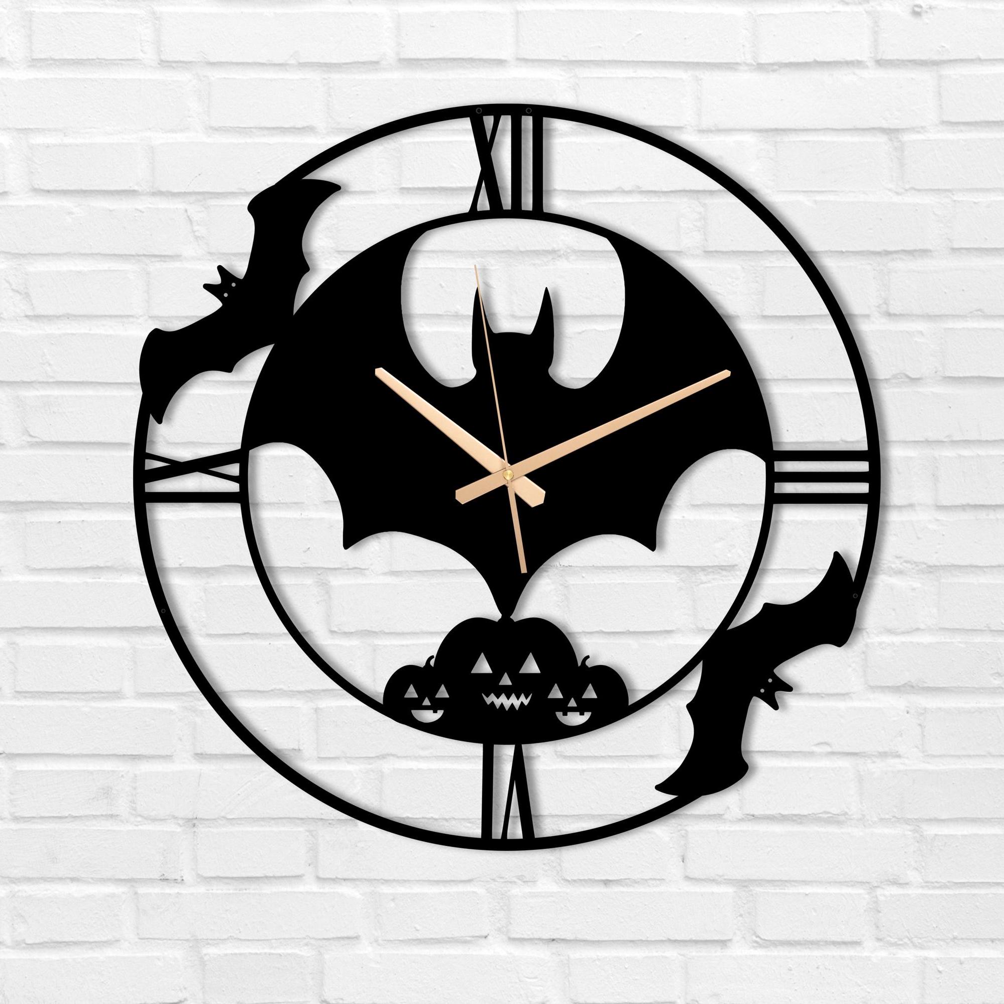 Halloween Metal Wall Clock, Bat Metal Wall Decor,halloween Wall Art ...