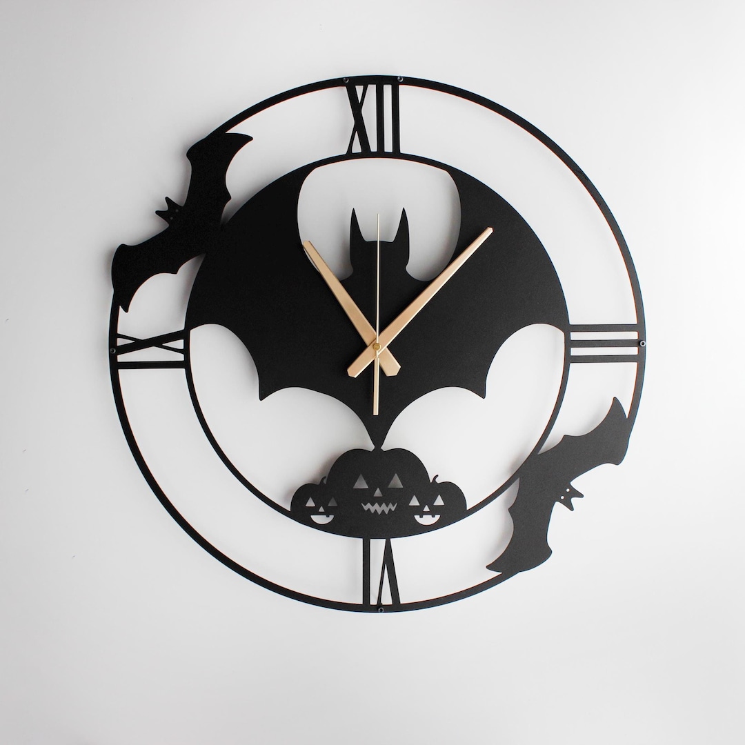 Unique Metal Wall Clock,bat Metal Wall Clock,black Wall Clock,halloween ...